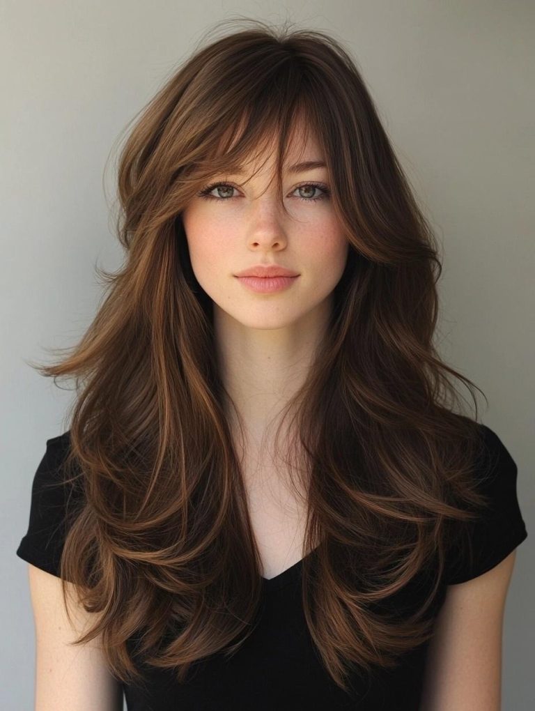 Chic Long Layered Styles with Side Bangs – In Style Us