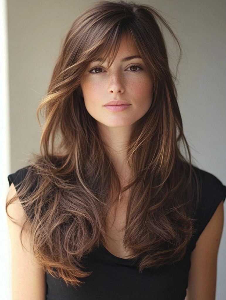 Chic Long Layered Styles with Side Bangs – In Style Us