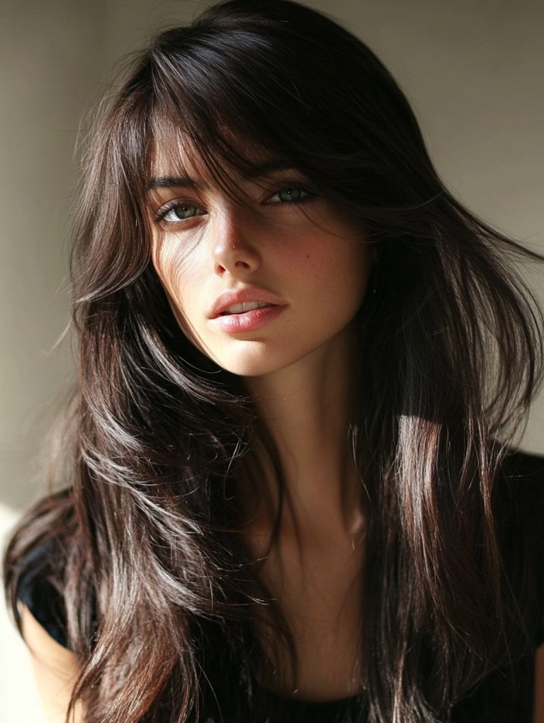 Chic Long Layered Styles with Side Bangs – In Style Us
