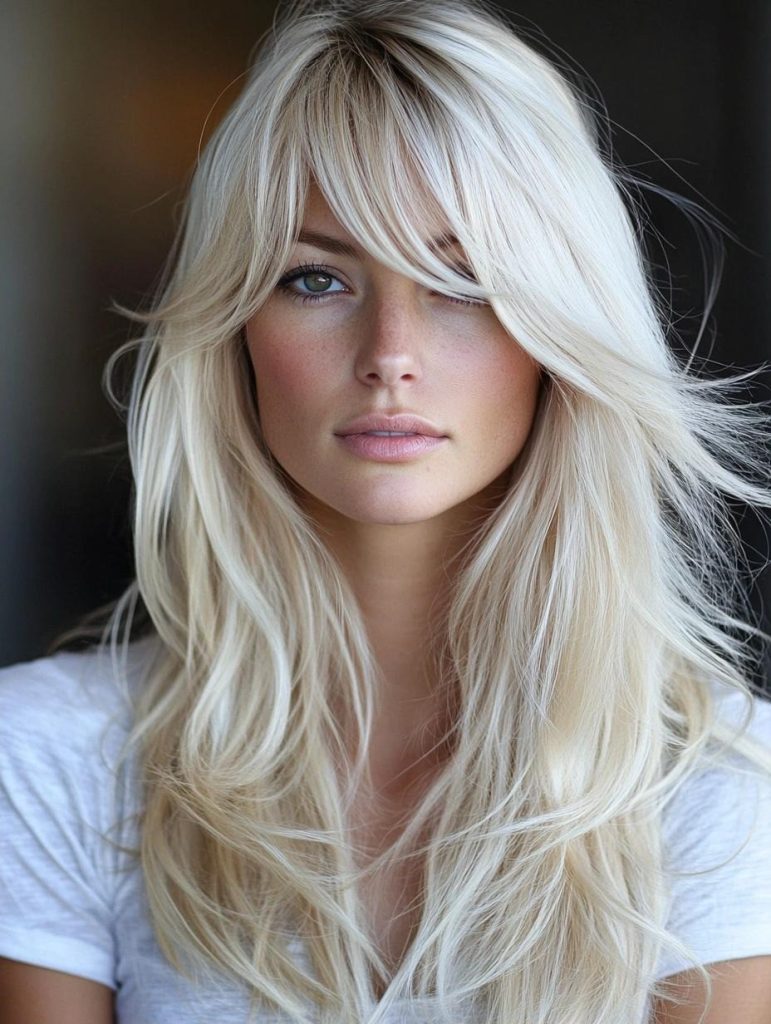 Chic Long Layered Styles with Side Bangs – In Style Us
